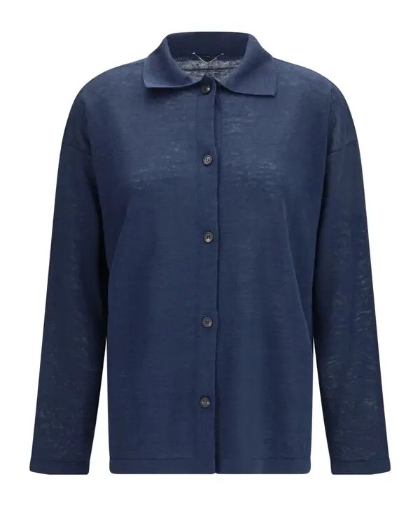 Max Mara Collared Buttoned Cardigan - Blue