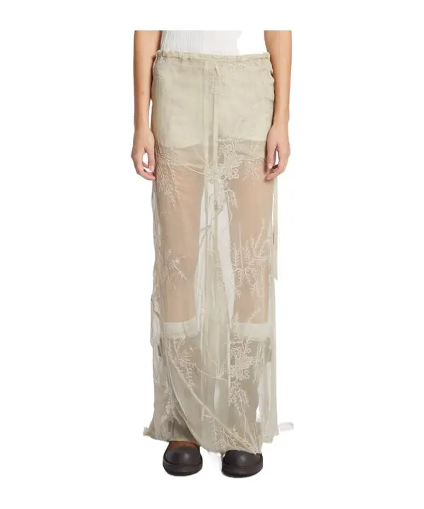 ANN DEMEULEMEESTER Embroidered Silk-voile Maxi Skirt