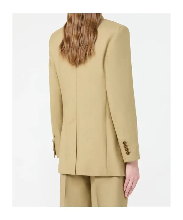 Max Mara Double-breasted Blazer In Mohair, Wool, And Silk - Camel
