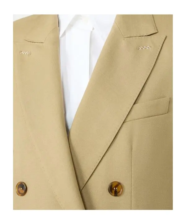 Max Mara Double-breasted Blazer In Mohair, Wool, And Silk - Camel