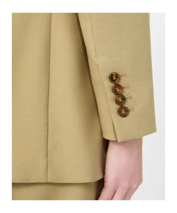 Max Mara Double-breasted Blazer In Mohair, Wool, And Silk - Camel