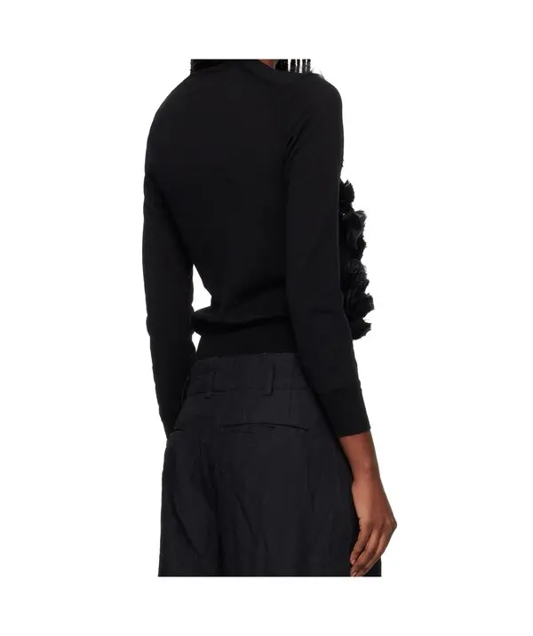 Comme Des Garçons Long Sleeve Knit Top With Embellished Neckline