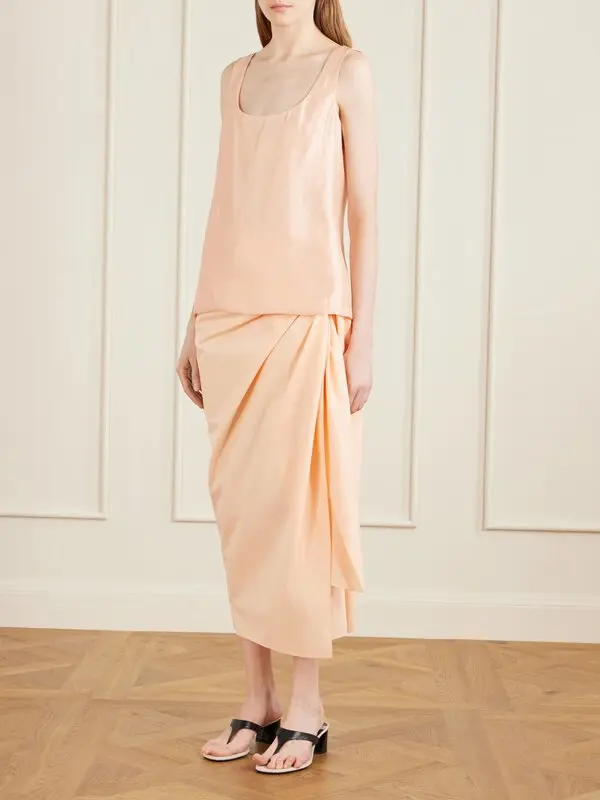 Khaite Parker Satin-twill Tank - Peach