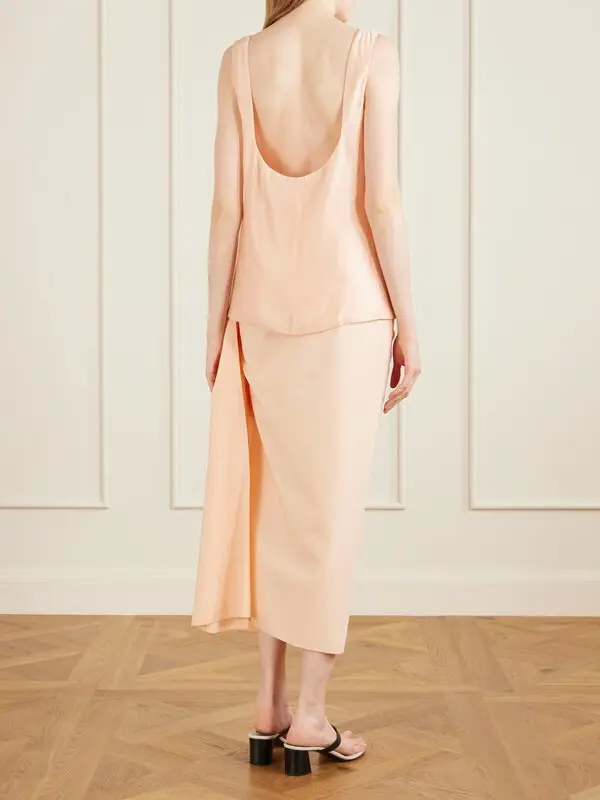 Khaite Parker Satin-twill Tank - Peach