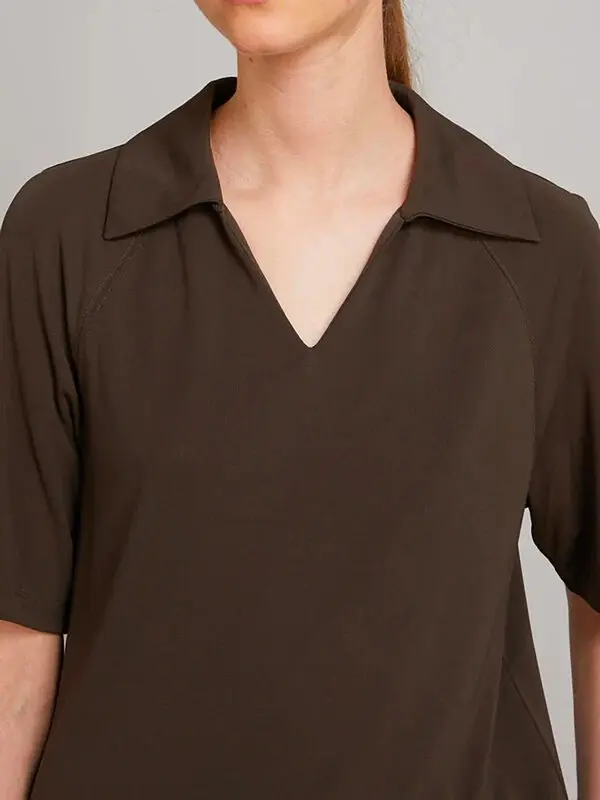 Max Mara Short Sleeve V-neck Polo Shirt With Side Slits