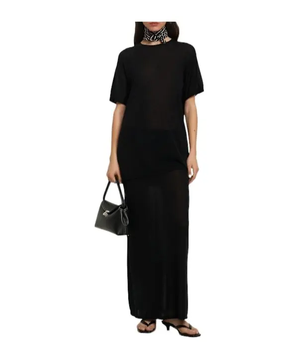 TOTEME Lyocell Blend Knit T-shirt - Black