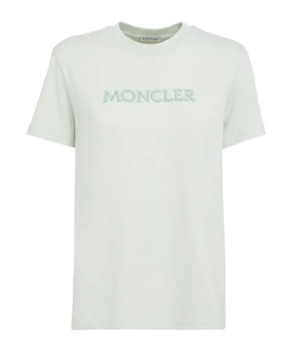 Moncler Embroidered Tonal Logo Cotton T-shirt - White