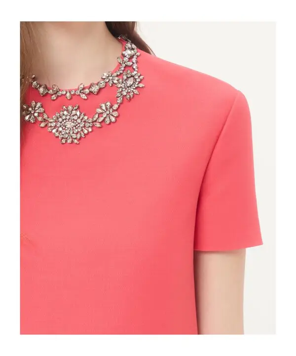 Valentino Garavani Embellished Crepe Couture Short Dress - Coral/silver