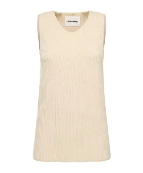 JIL SANDER Rib Knitted Vest With Detachable Collar