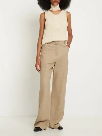 JIL SANDER Rib Knitted Vest With Detachable Collar