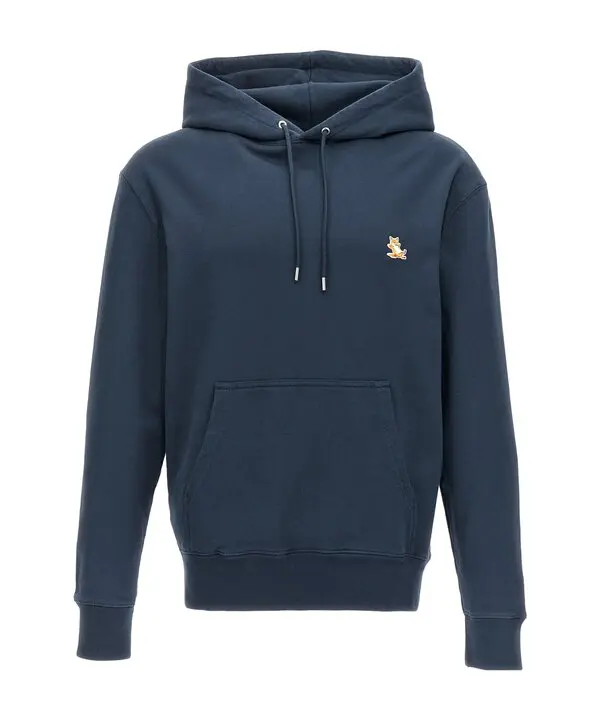 Maison Kitsuné Bold Fox Head Patch Drawstring Hoodie - Blue