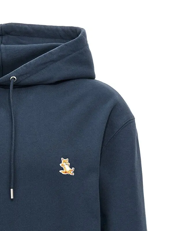 Maison Kitsuné Bold Fox Head Patch Drawstring Hoodie - Blue