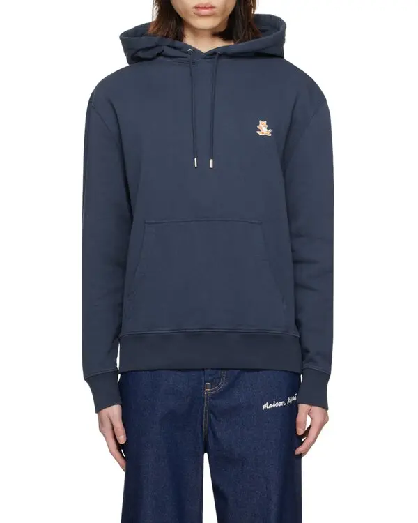 Maison Kitsuné Bold Fox Head Patch Drawstring Hoodie - Blue