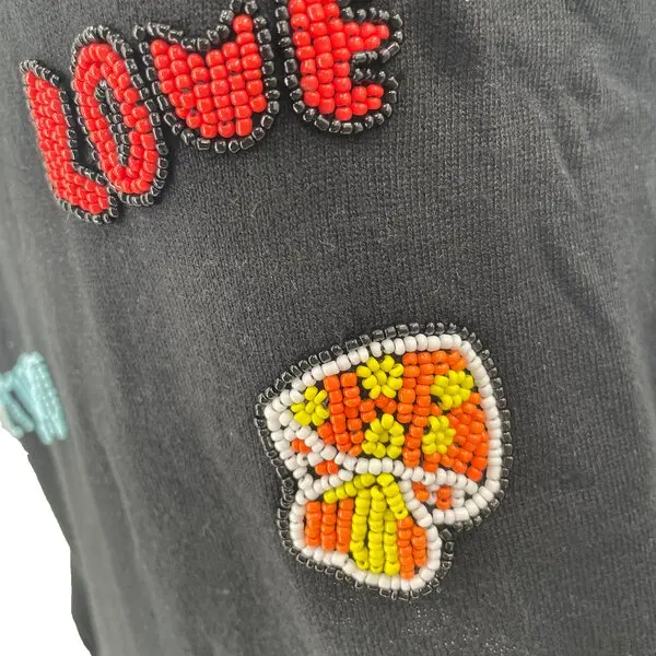 Moschino Beaded Rainbow And Floral Appliqué Round Neck Sweater