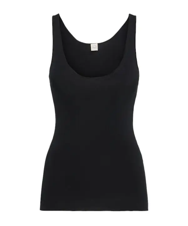 TOTEME Organic Cotton Ribbed Tank Top - Black