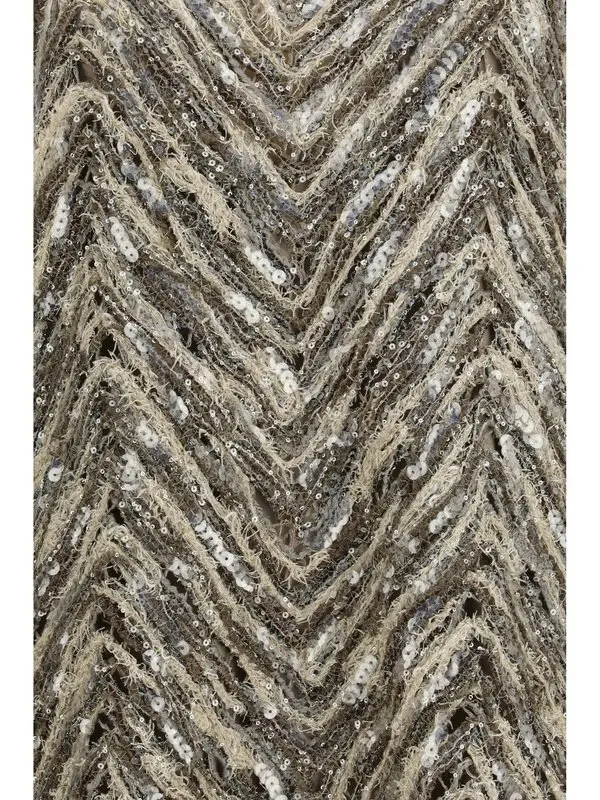 Brunello Cucinelli Chevron Embellished Mini Dress - Brown