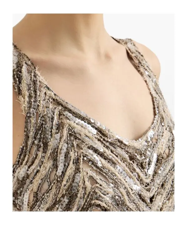 Brunello Cucinelli Chevron Embellished Mini Dress - Brown