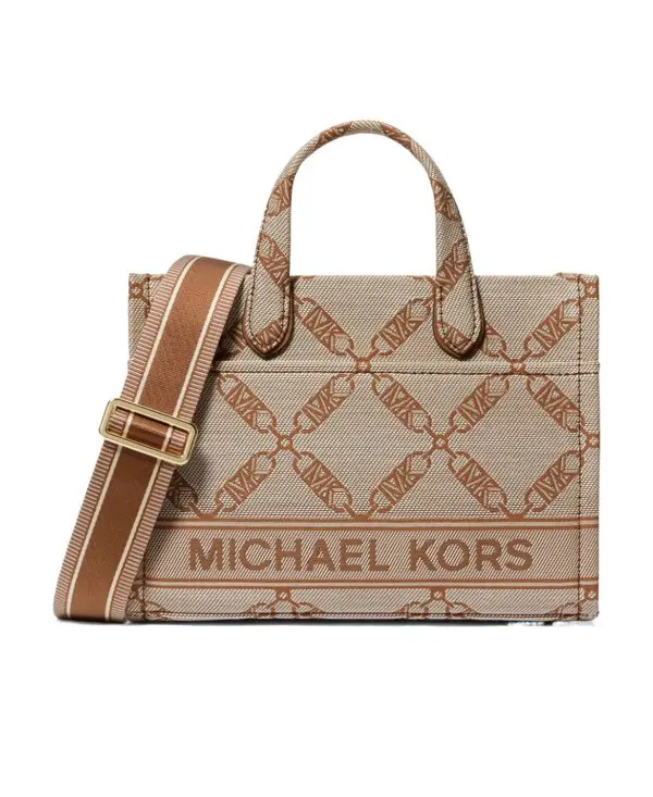 Michael Kors Gigi Small Empire Logo Jacquard Messenger Bag - Brown