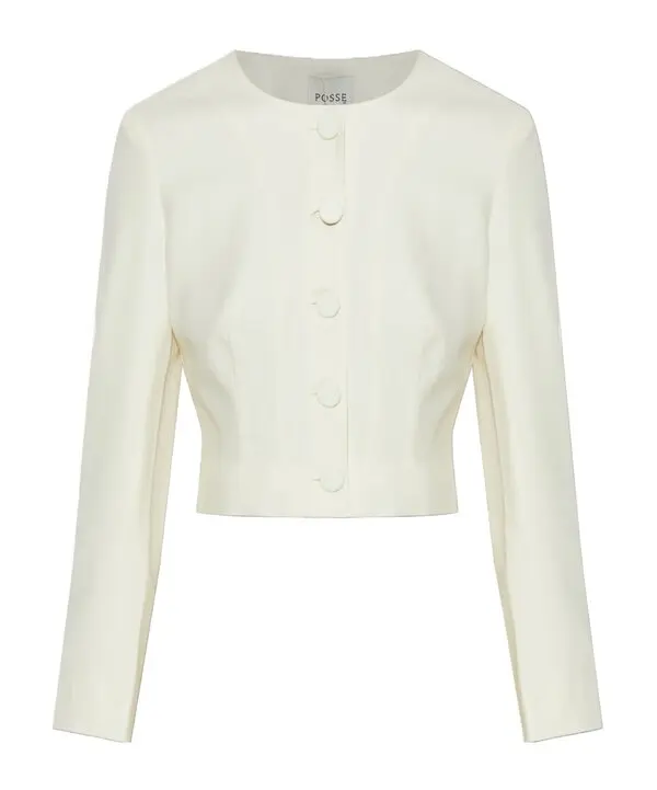 Posse Cropped Jacket With Button Detail - White