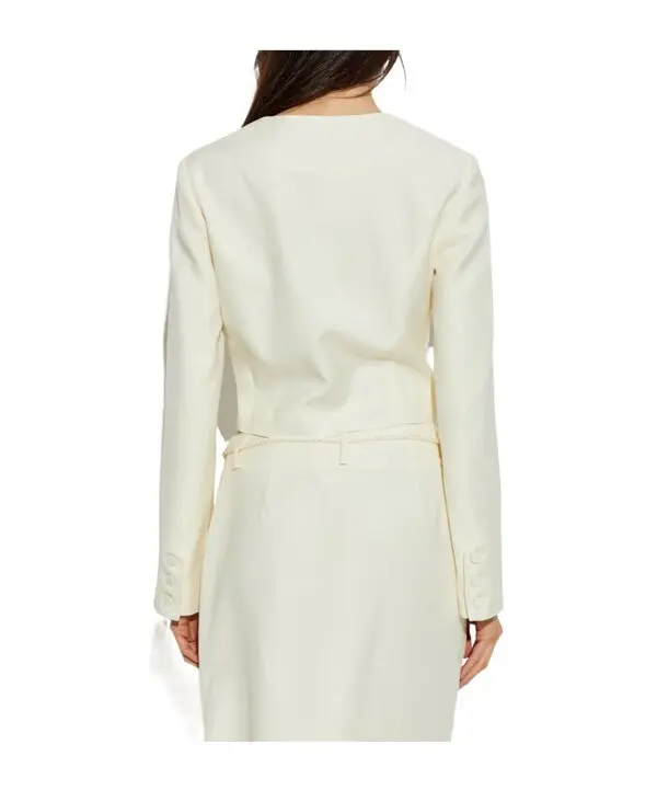 Posse Elspeth Cropped Button Blazer - White