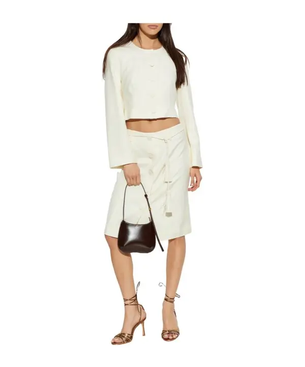 Posse Elspeth Cropped Button Blazer - White