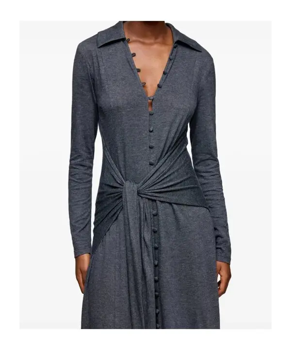 GANNI Tie-front Jersey Maxi Dress - Phantom Black
