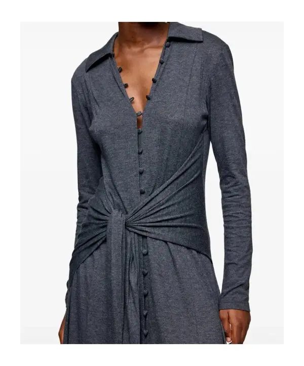 GANNI Tie-front Jersey Maxi Dress - Phantom Black