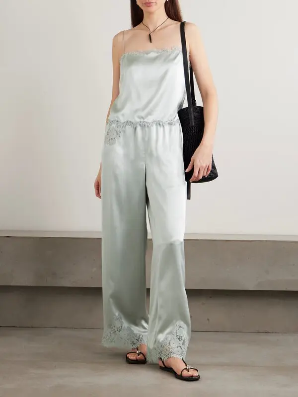 DÔEN Lavon Lace-trimmed Wide-leg Pants - White