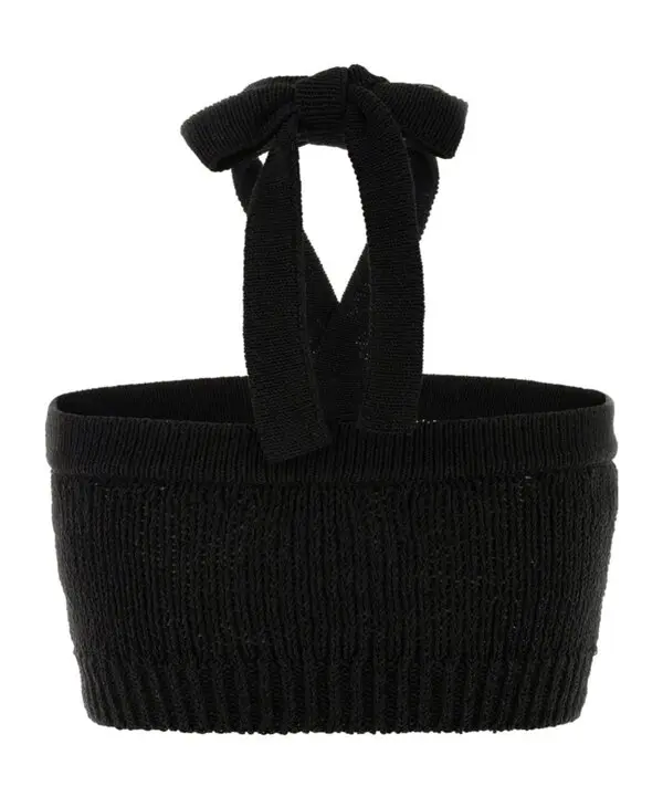 Alanui Knit Crop Top With Shell Detail - Black