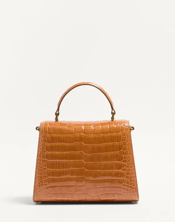 Valentino Garavani Croc Effect Flap Shoulder Bag - Brown