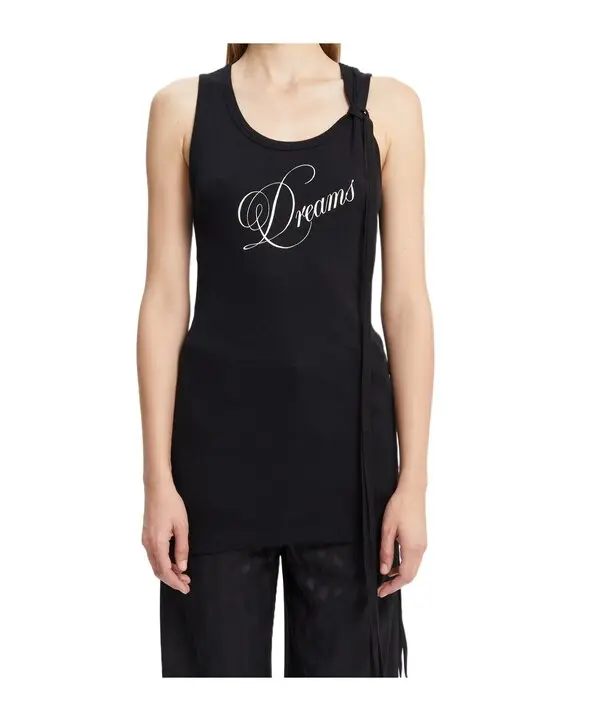 ANN DEMEULEMEESTER Ribbed Knit Sleeveless Vest With Ribbon Detail