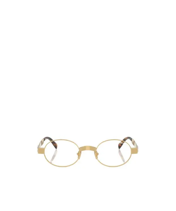 Miu Miu Oval Full Rim Eyeglasses - Golden
