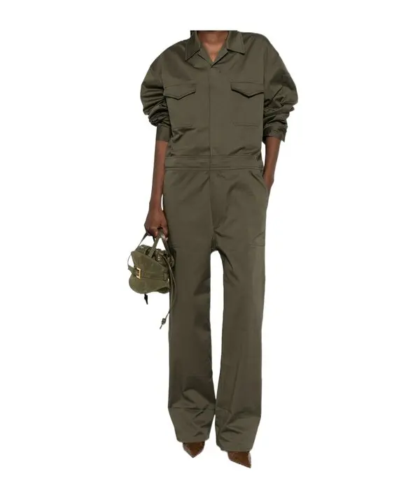 THE FRANKIE SHOP Three-quarter Sleeve Jumpsuit With Button Closure And Pockets - Brown