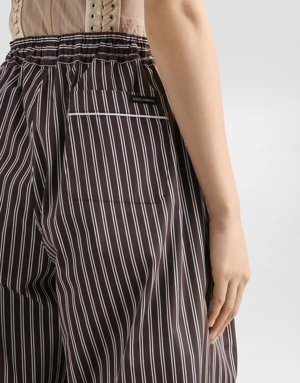 Dolce & Gabbana Striped Wide-leg Trousers - Black