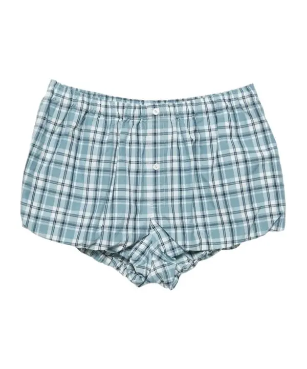Acne Studios Plaid Bubble Shorts - Blue/white