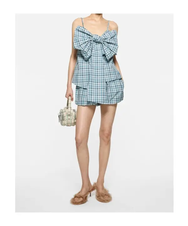 Acne Studios Plaid Bubble Shorts - Blue/white