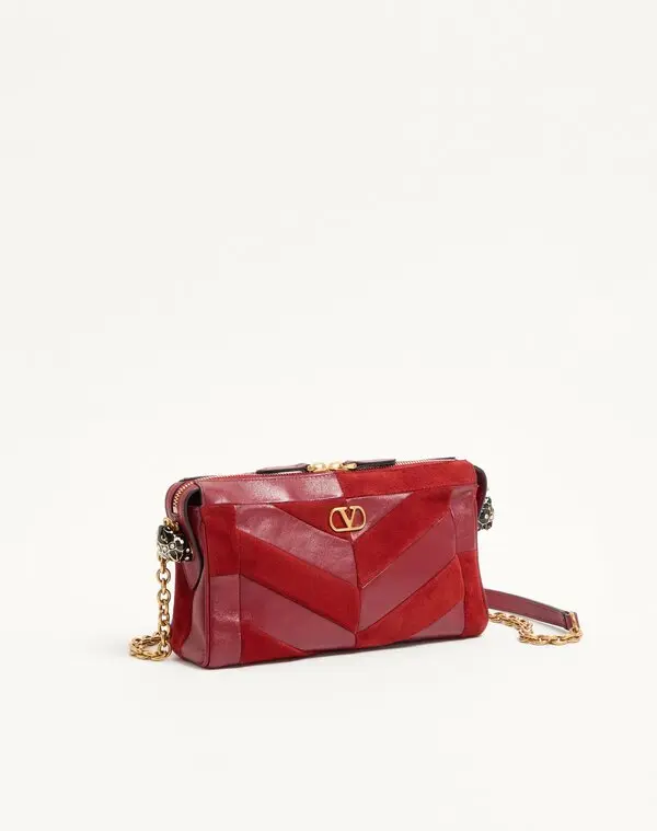 Valentino Garavani Panthea Chevron Patterned Small Shoulder Bag - Red
