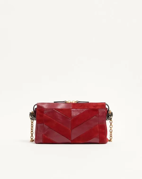 Valentino Garavani Panthea Chevron Patterned Small Shoulder Bag - Red