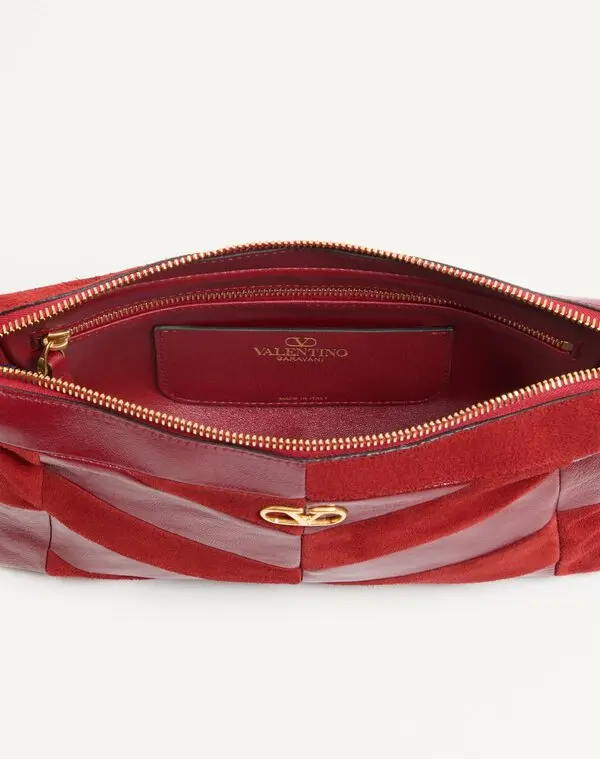 Valentino Garavani Panthea Chevron Patterned Small Shoulder Bag - Red
