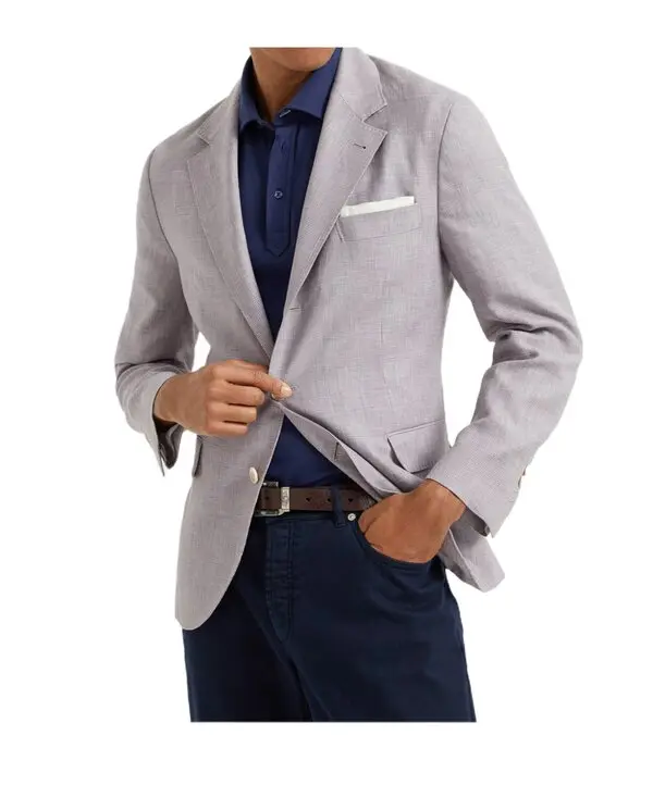 Brunello Cucinelli Long Sleeve Blazer - Gray