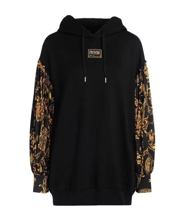 Versace Logo Print Balloon Sleeve Hoodie