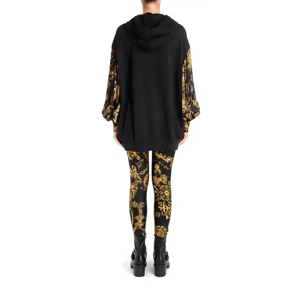 Versace Logo Print Balloon Sleeve Hoodie