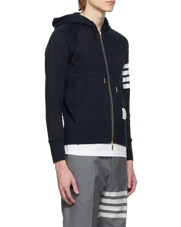 Thom Browne 4-bar Striped Zip-up Hoodie - Black