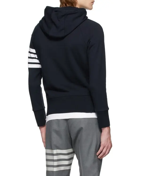 Thom Browne 4-bar Striped Zip-up Hoodie - Black