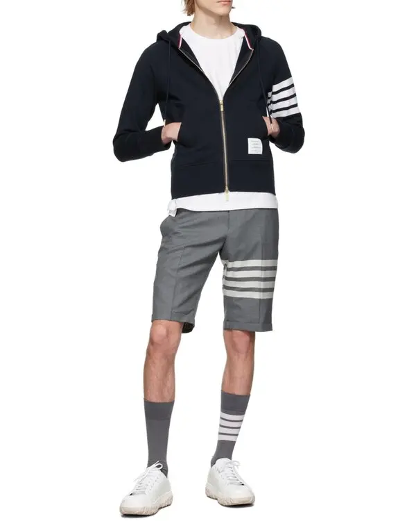 Thom Browne 4-bar Striped Zip-up Hoodie - Black