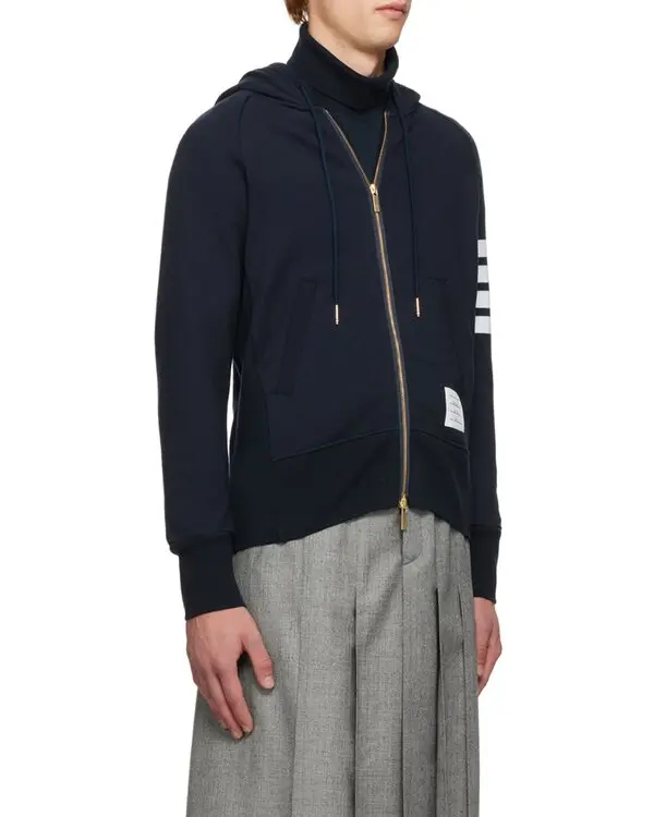 Thom Browne 4-bar Striped Zip-up Hoodie - Black