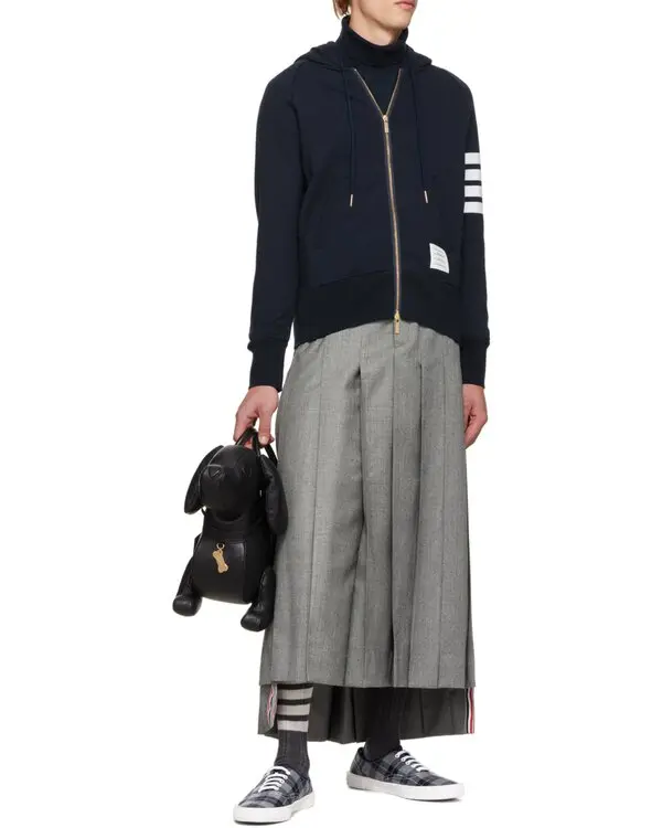 Thom Browne 4-bar Striped Zip-up Hoodie - Black