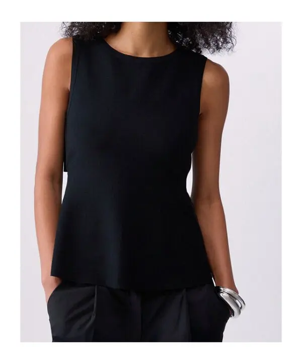 Liu Jo Sleeveless Round Neck Top With Back Bow Detail