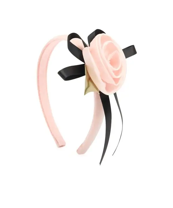 Monnalisa Headband W/ Velvet Flower Appliqu - Nude