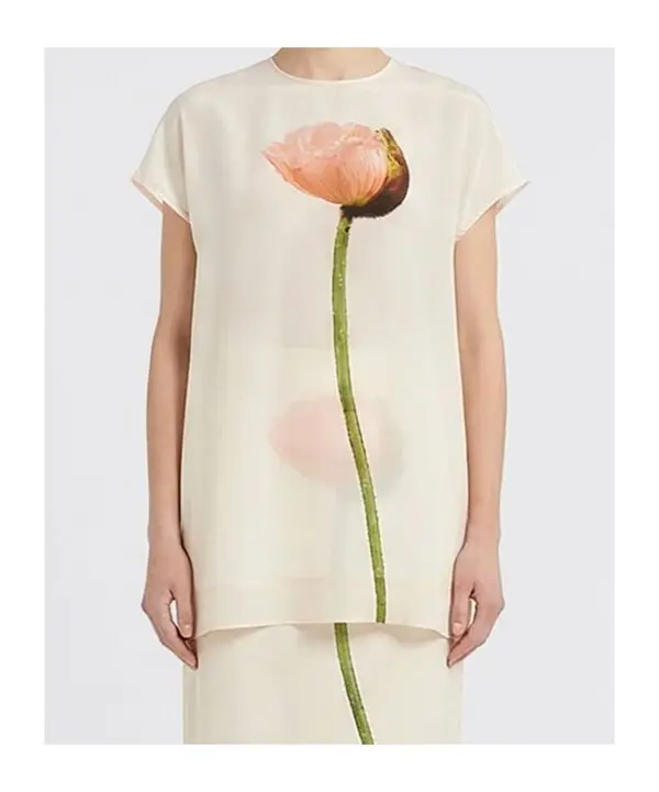 Simone Rocha Floral Print Round Neck Top